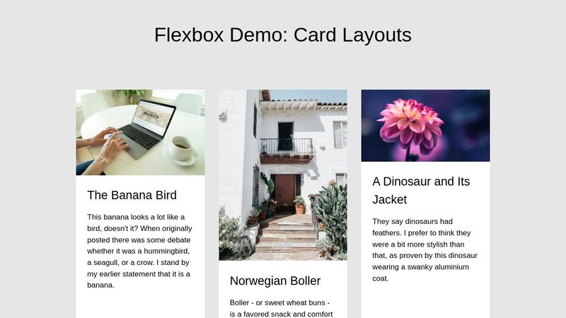 responsive cards with flexbox