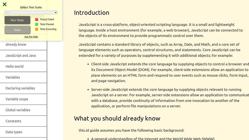 JavaScript Documentation Page - dk_vaja