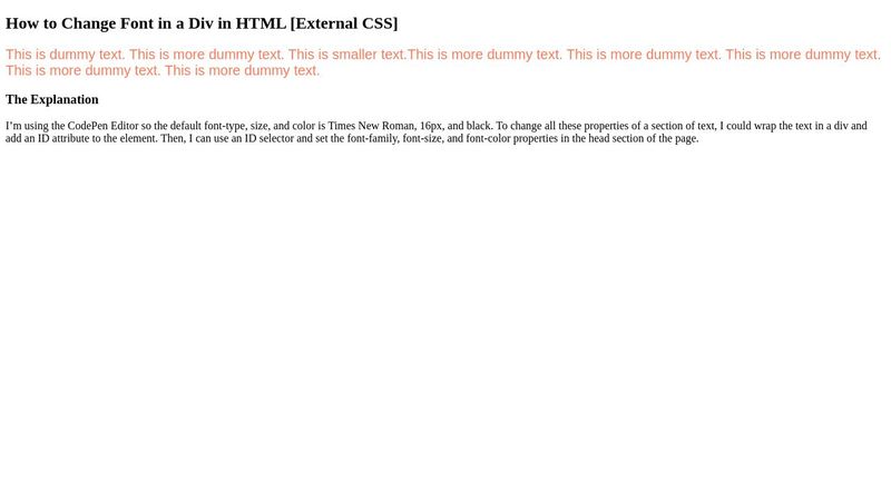 How to Change Font in a Div in HTML