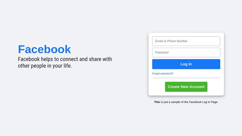 Facebook Log In Page