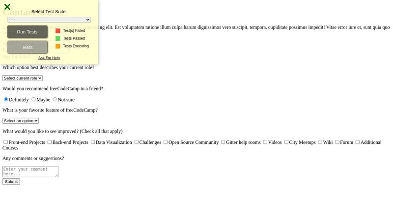 Fork Me! Survey form