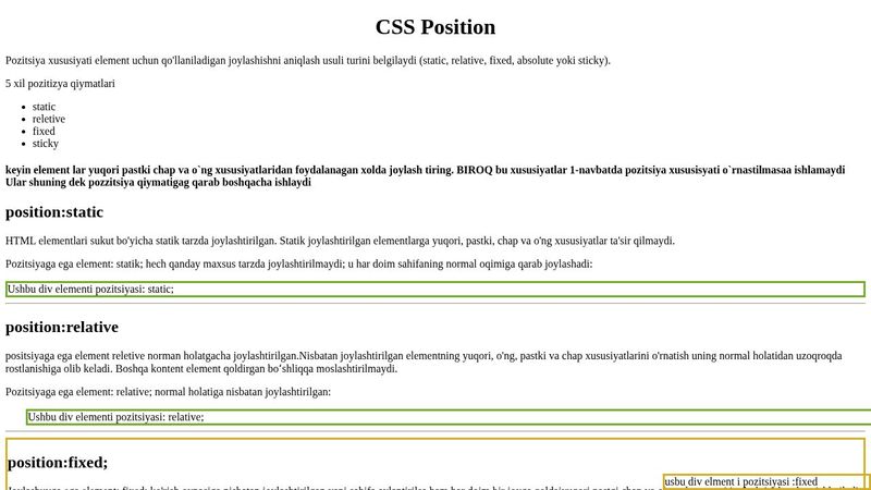 css position