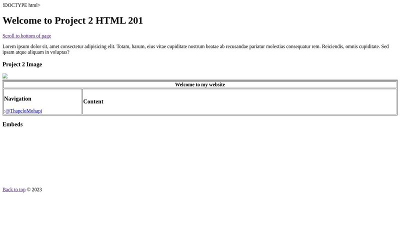 Welcome to Project 2 HTML 201