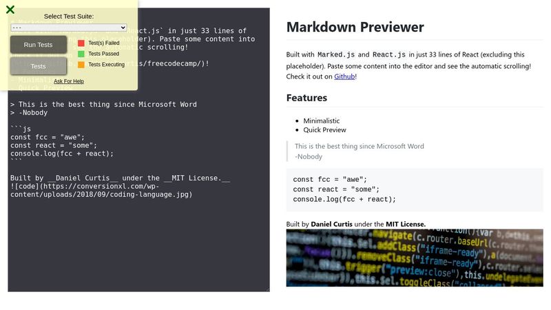 Markdown Previewer *with auto-scroll!* (FCC)