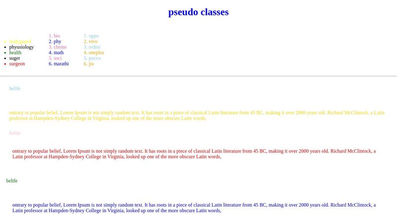 pseudo classes