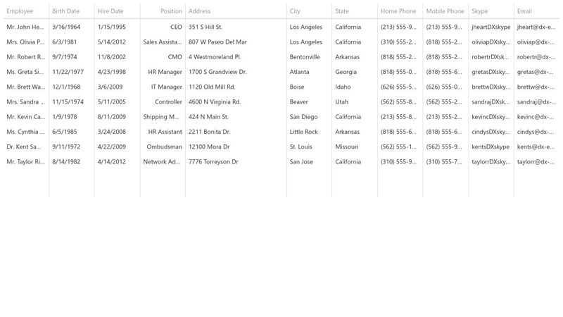 Column Customization - DevExtreme Data Grid