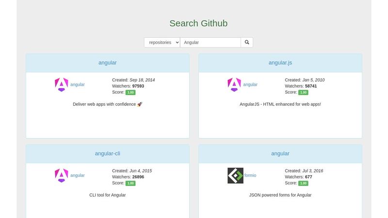 Angular demo - search repos on github