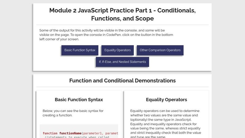 Module 2 Coding Activity - Conditionals, Functions, and Scope Part 1 - STARTER - PLEASE FORK