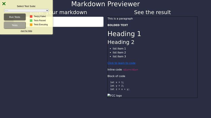 Build a Markdown Previewer - freeCodeCamp