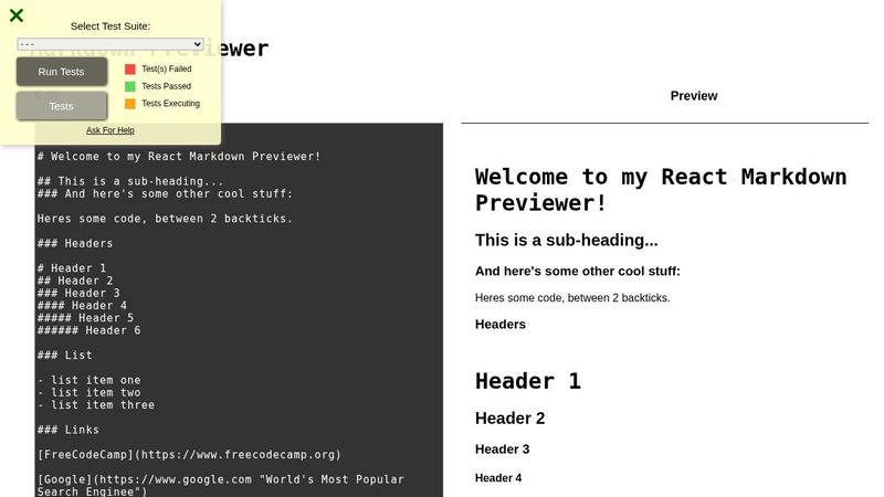 FreeCodeCamp MarkDown Previewer