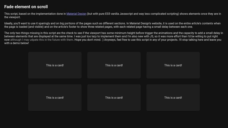 Vanilla JS fade on scroll view