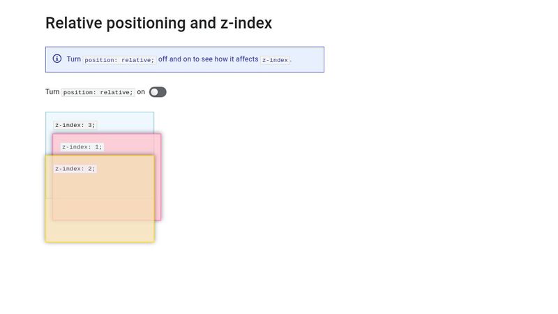 Learn CSS - Relative positioning and z-index
