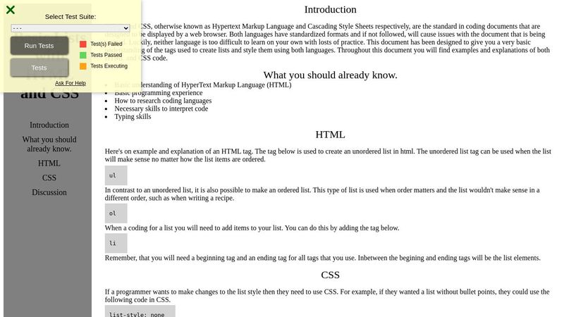 HTML and CSS Technical Documentation Page