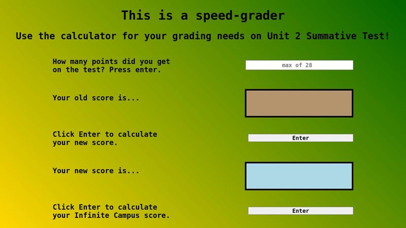 Speed Grader: Summative 2 (Box Version)