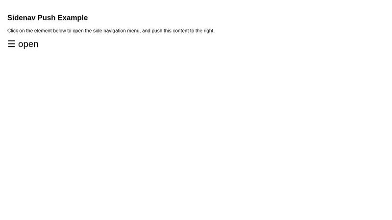 Sidenav Push Example