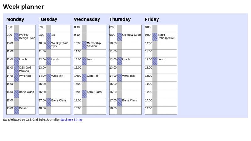 CSS Grid planner example