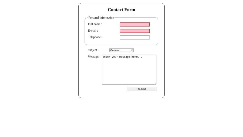 HTML Contact Form