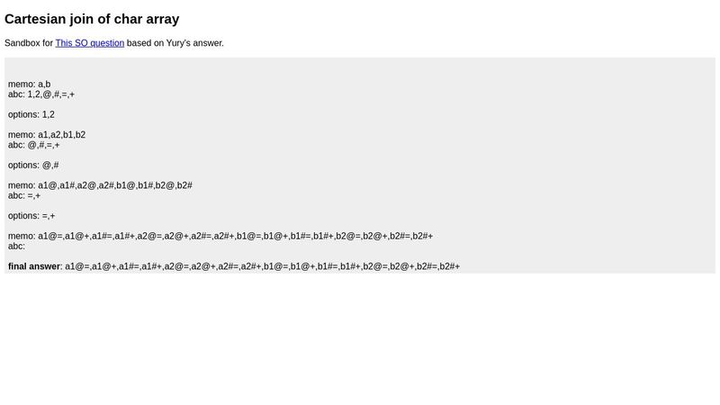 Cartesian join of Char Array in js