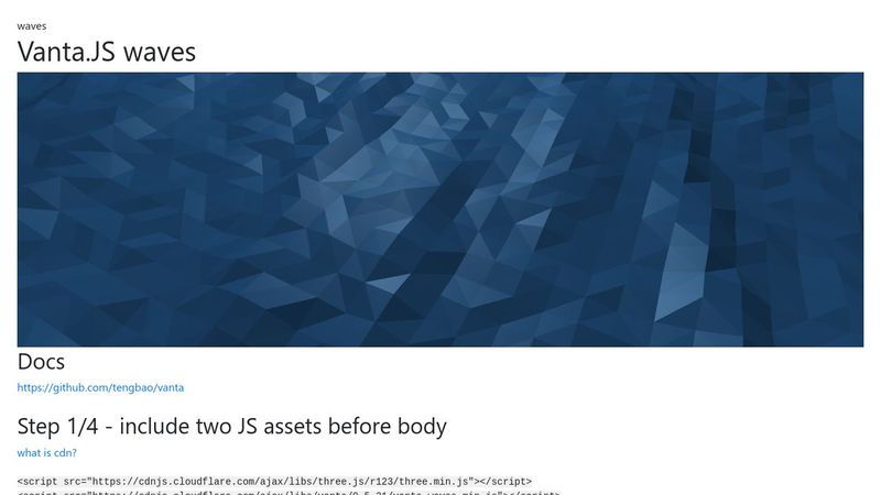 vanta.js waves Basic animated background - Example
