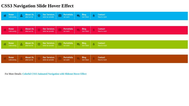 CSS3 Navigation slide hover effect