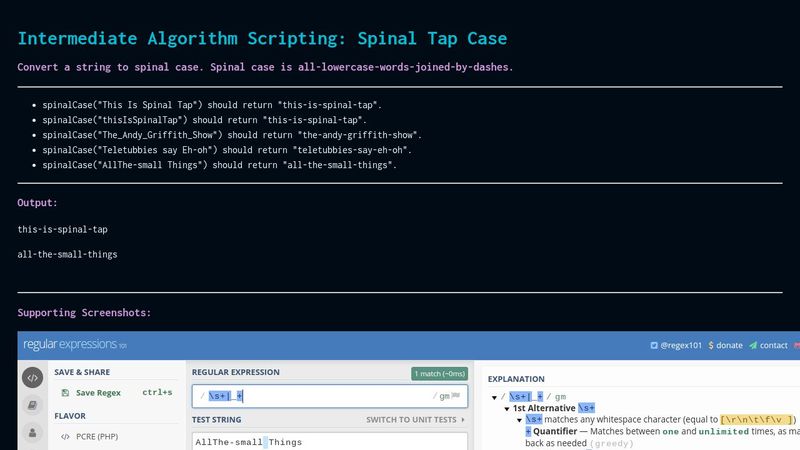 FreeCodeCamp - Intermediate Algorithms - Spinal Tap Case