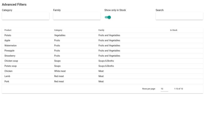 Vuetify table filters