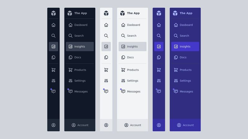 CodePen Home App Admin Menus + Light/Dark Modes - With Tailwind CSS