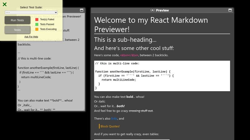 Simple Markdown Previewer (React)