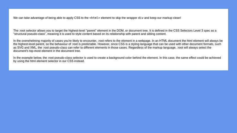 Off - CSS-Tricks: The :root selector