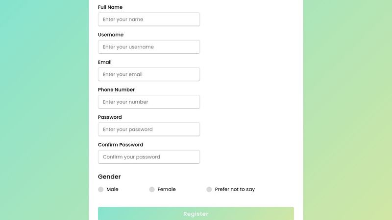 Responsive Registration Form in HTML & CSS
