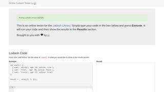 Online Lodash Tester