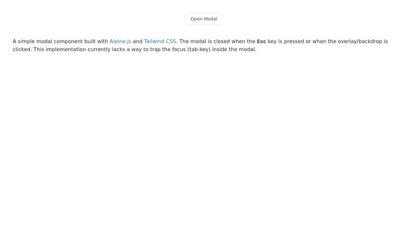 Alpine.js & Tailwind Modal Component