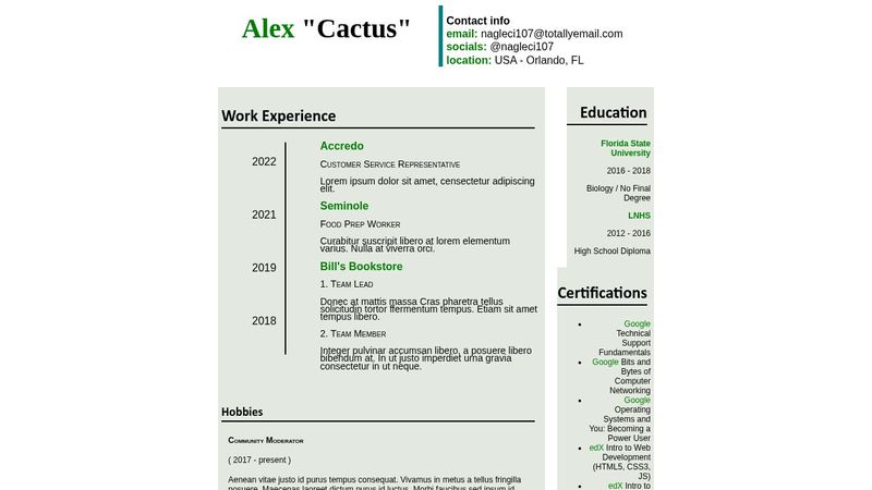 CSS Resume proj