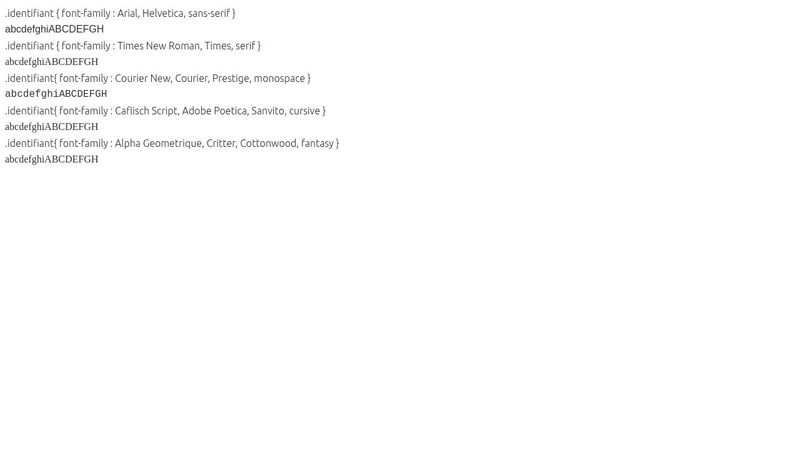 font-family CSS exemple de code | ZONE CSS