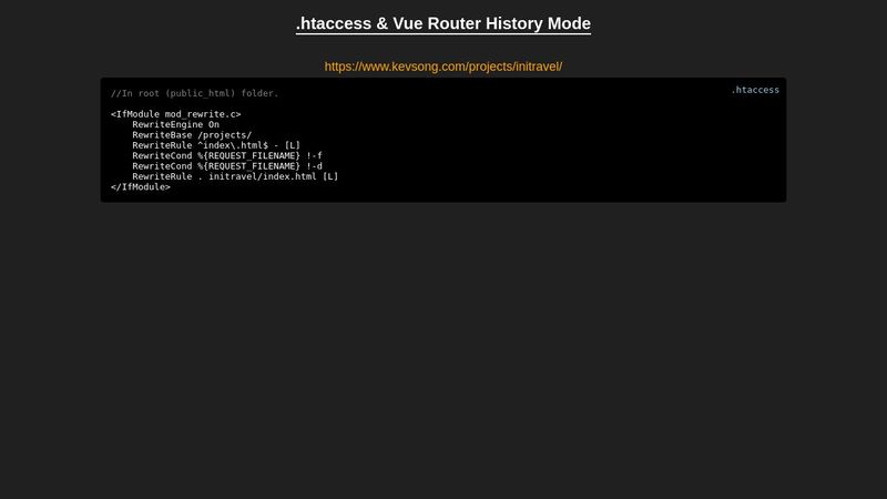 .htaccess & Vue Router History Mode