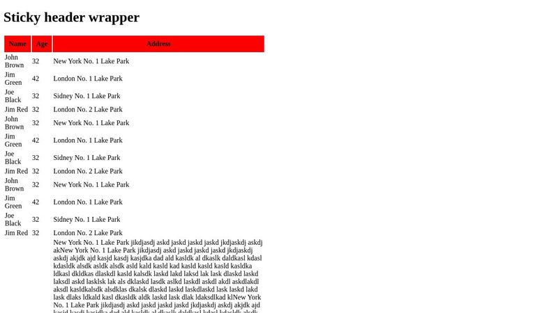 React sticky table header wrapper