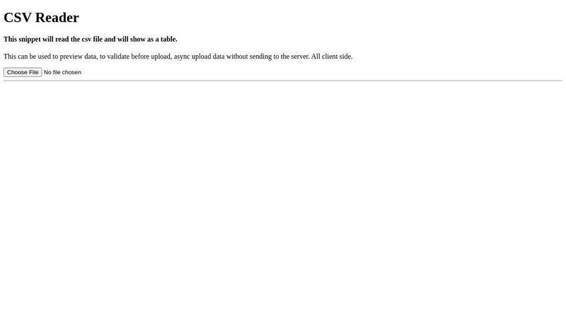 Browser CSV File Reader - Vanilla Javascript