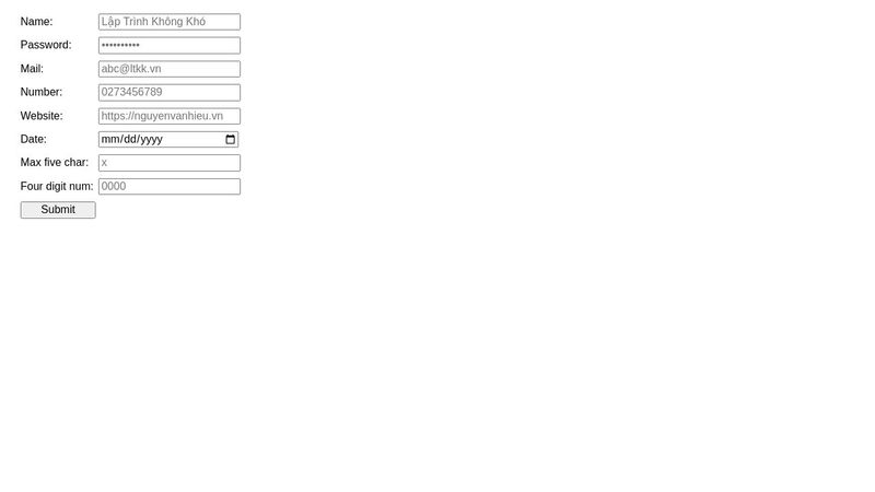 Validating form using html5 patterns and input types