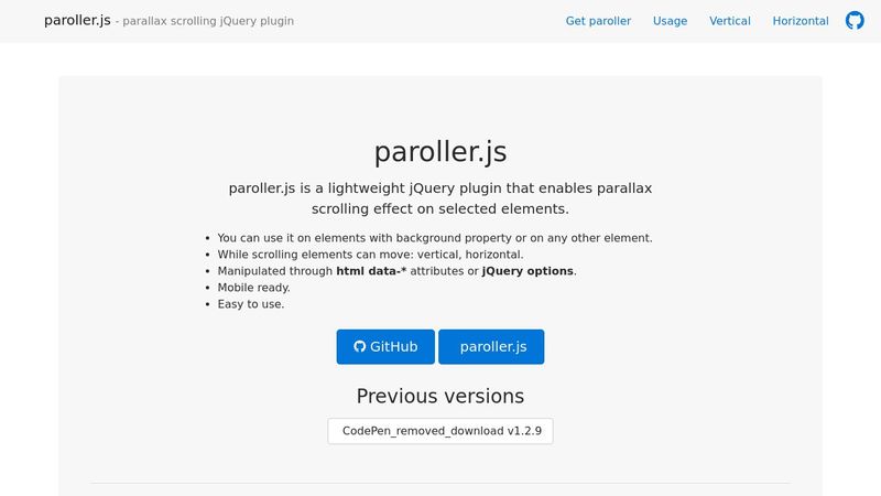 paroller.js parallax scrolling plugin