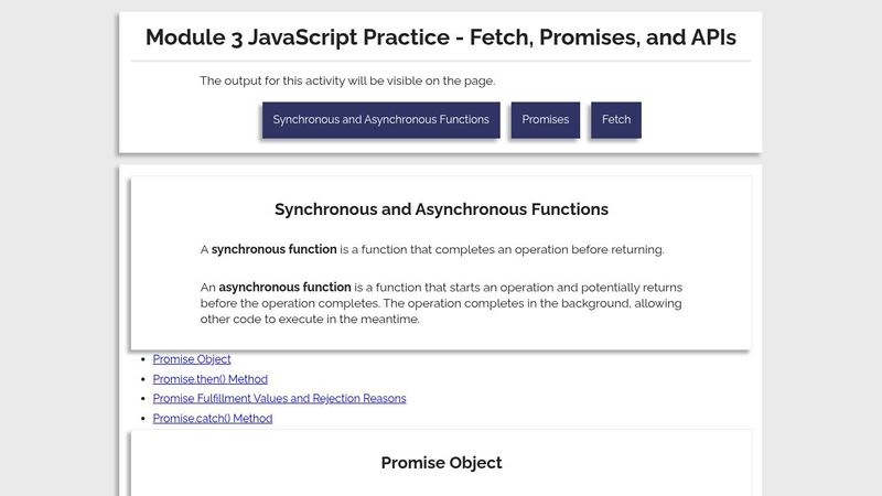 Module 3 Coding Activity - Fetch, Promises, and APIs - STARTER - PLEASE ...