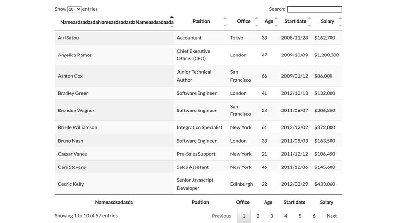 Data Table Custom Sorting Arrows