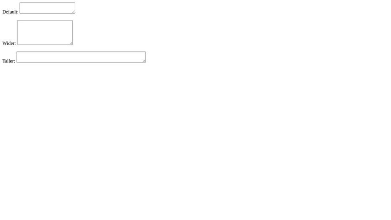 html text box: textarea size attributes