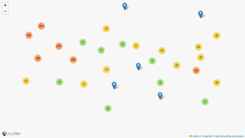 Visualize points as cluster maps in Leaflet