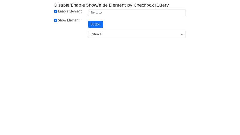 Enabled /Disabled Show/Hide Element jQuery via Chekbox
