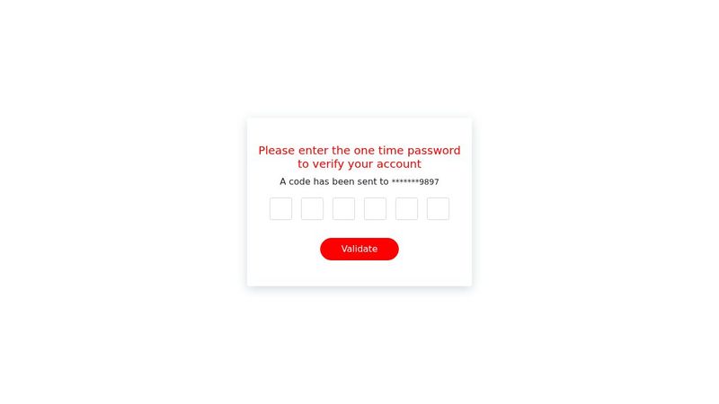 Bootstrap 5 verify OTP with validation form inputs