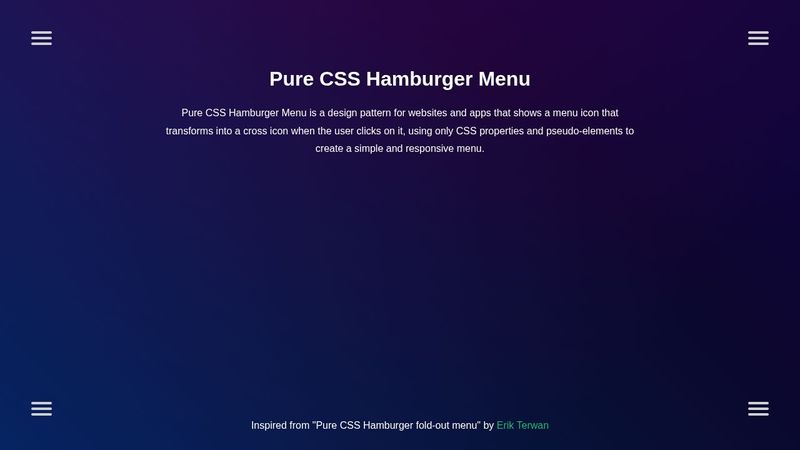 Pure CSS Hamburger Menu