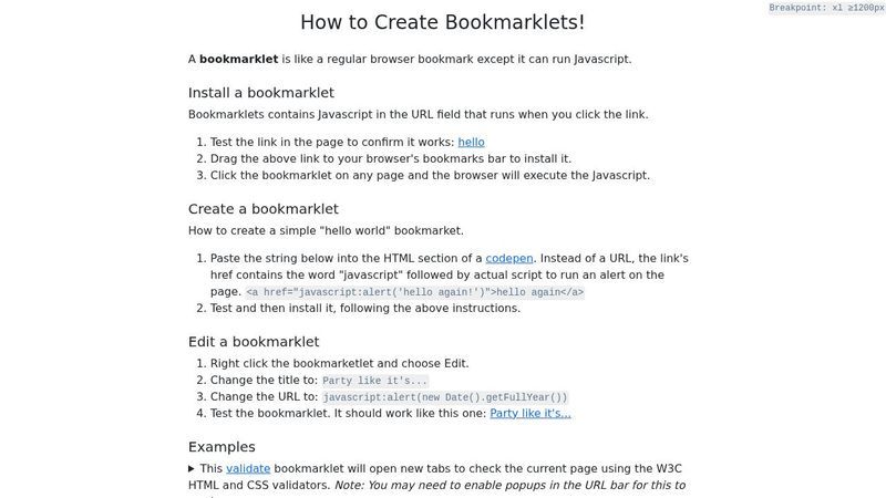 How to Create Bookmarklets!