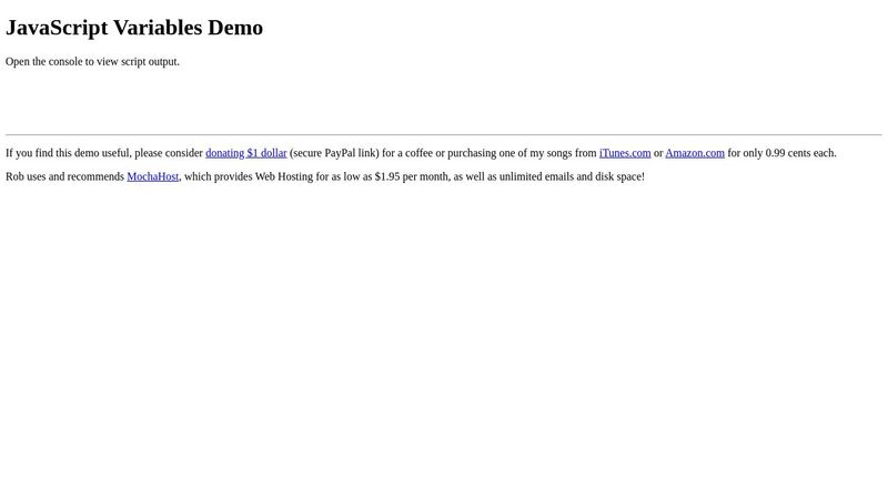 JavaScript Variables Demo