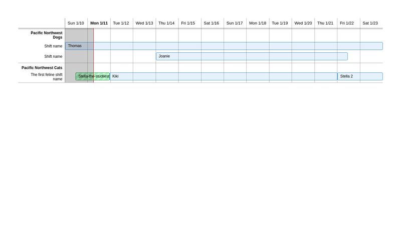 CSS Grid Gantt Timeline