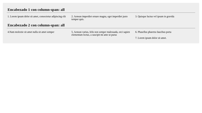CSS Columns 2 Headers